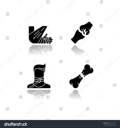 Bone Fractures Drop Shadow Black Glyph Stock Vector Royalty Free 1667312776