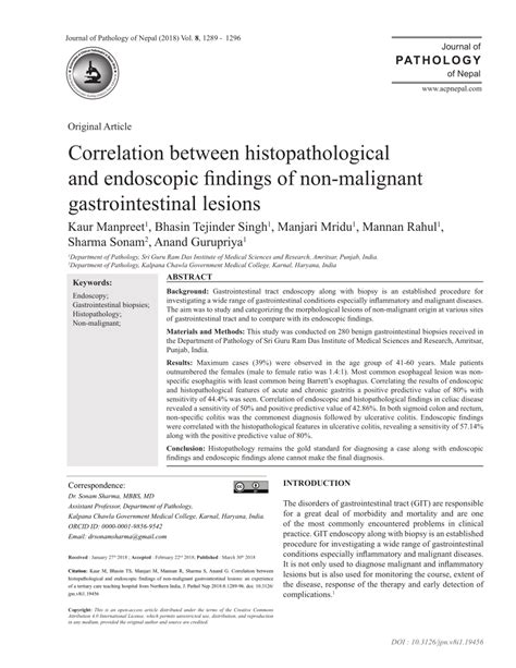 PDF Correlation Between Histopathological And Endoscopic Findings Of Non Malignant