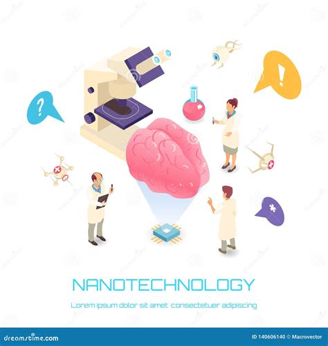 Nanotechnology Isometric Color Background Cartoon Vector CartoonDealer