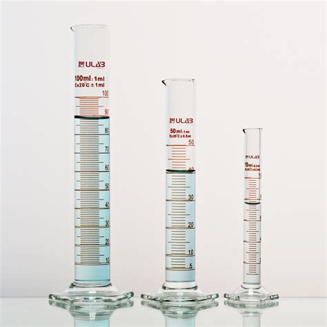 Ulab Scientific Thick Glass Graduated Measuring Cylinder Set 3 Sizes 10ml 50ml 100ml 33 Boro