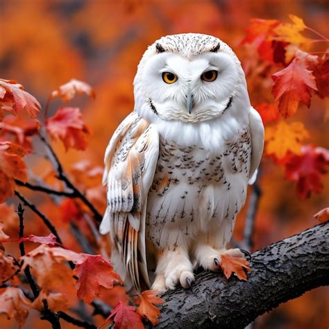 Premium AI Image Photo Of Strong White Owl Sitting In Tree Highly