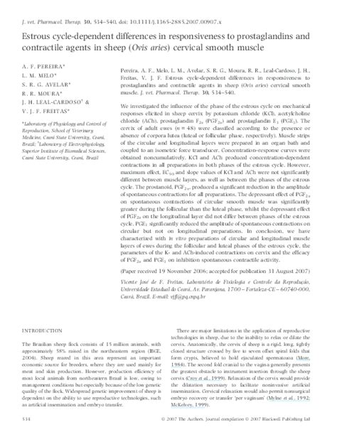 Pdf Estrous Cycle Dependent Differences In Responsiveness To