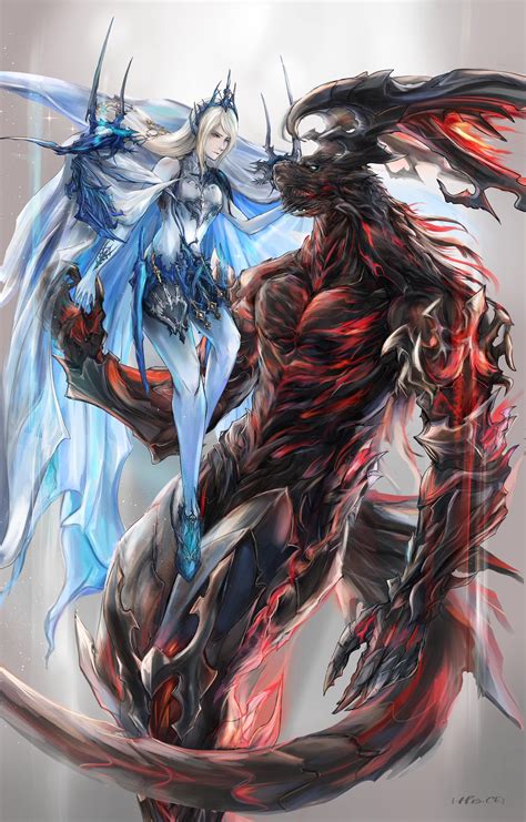 Jill Warrick Shiva And Ifrit Final Fantasy And More Drawn By Emo Danbooru