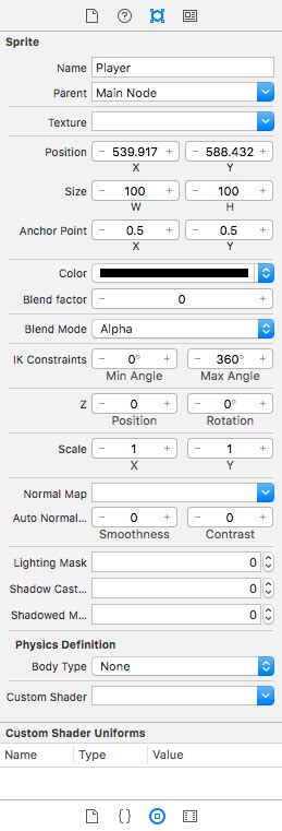 ios no physics with scene editor and custom skspritenode subclass