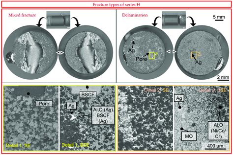 Typical Mixed Fracture Surfaces And Delamination Surfaces Of Series H