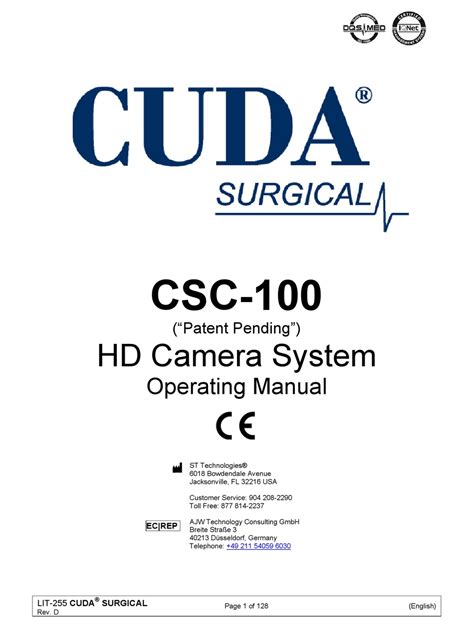 Cuda Surgical Csc 100 Operating Manual Pdf Download Manualslib