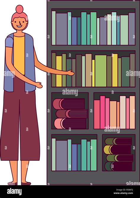 Bookshelf Woman Book Stock Vector Images Alamy