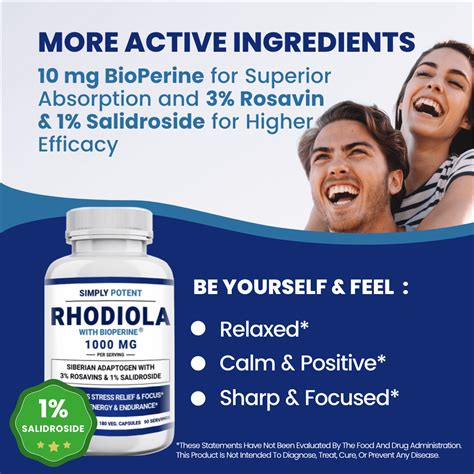 Rhodiola Rosea Supplement 1000mg For Stress Relief And Energy Simply Potent