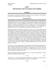 Exploring Measurement Conversions And Graphing In PHS 101 Lab 1 Course Hero