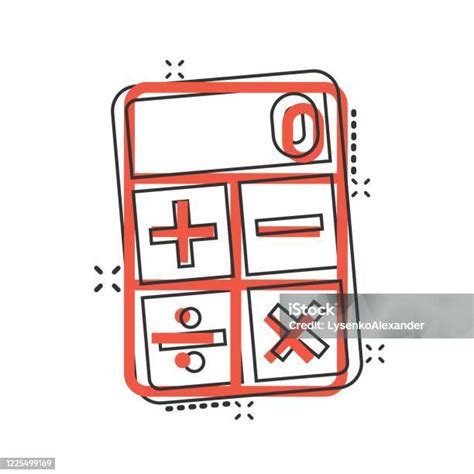 만화 스타일의 계산기 아이콘입니다 흰색 고립 된 배경에 만화 벡터 그림을 계산합니다 계산 스플래시 효과 비즈니스 개념입니다 건강관리와 의술에 대한 스톡 벡터 아트 및 기타