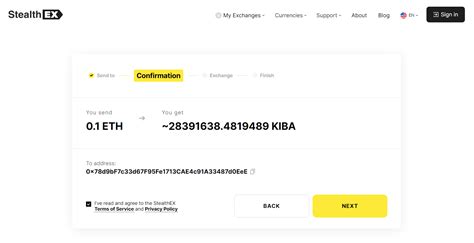 KIBA Crypto How To Buy Kiba Inu Coin StealthEX Exchange