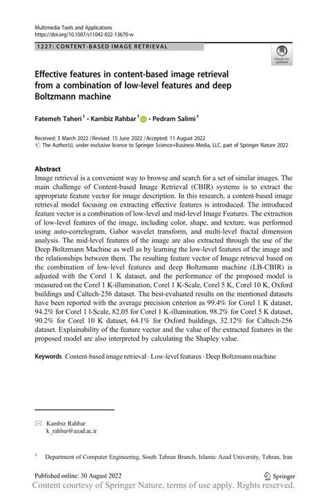 Effective Features In Content Based Image Retrieval From A Combination Of Low Level Features And