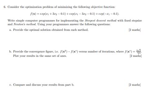 Consider The Optimization Problem Of Minimizing Chegg