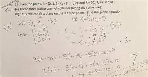 solved given the points p 0 1 5 q 1 3 2 and r