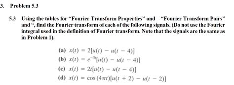 Solved Using The Tables For Fourier Transform Chegg