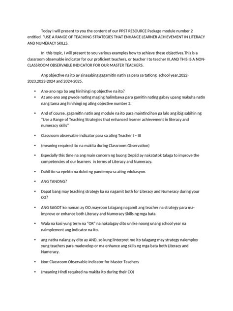 Module 2 Ppst Package Notes Pdf