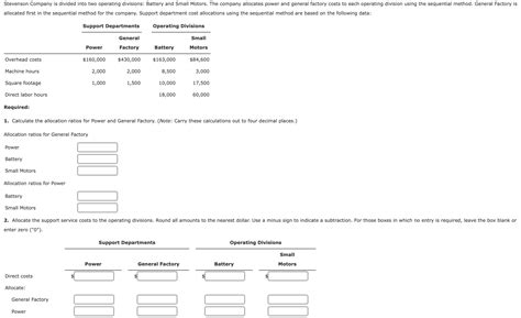 1 Calculate The Allocation Ratios For Power And