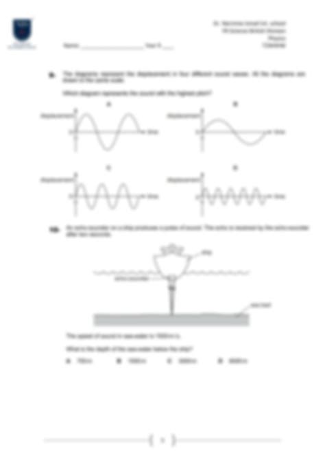 SOLUTION Physics Cambridge Pre Igcse Core Sound Worksheet Studypool