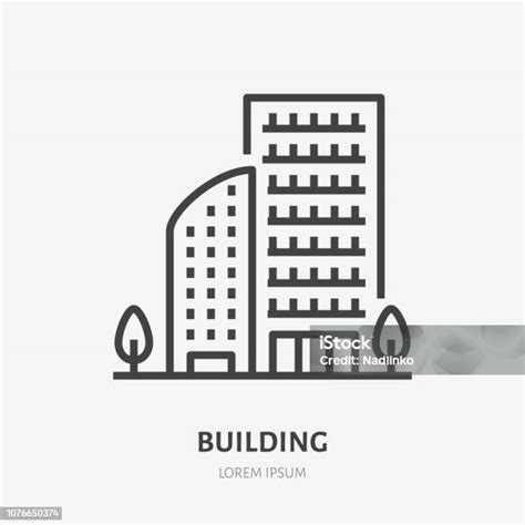 아파트 평면 선 아이콘입니다 벡터 얇은 기호의 Multistorey 집 콘도 또는 사무실 임대 로고 부동산 그림 건물 외관에