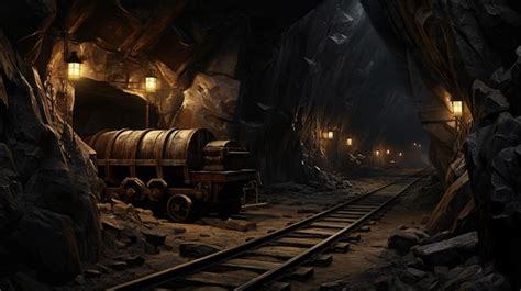 Premium Ai Image 3 D Render Of Underground Mine With Rails