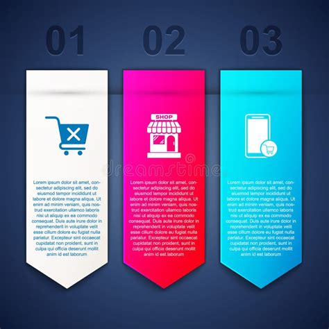 Set Remove Shopping Cart Market Store And Mobile And Business Infographic Template Stock