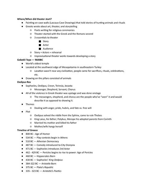 THEA Lecture Notes Where When Did Theater Start Painting On Cave Walls Lascaux
