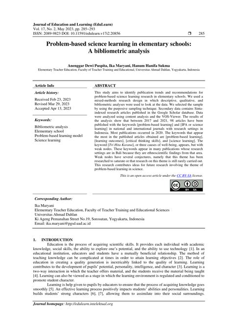 pdf problem based science learning in elementary schools a