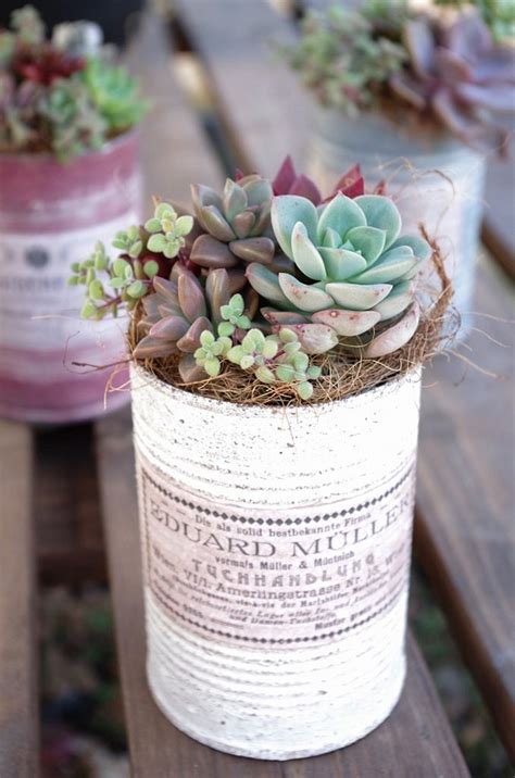 リメイク缶多肉植物寄せ植えm シャビーホワイト 一輪挿し・花瓶・花器 Porto M 通販｜creemaクリーマ