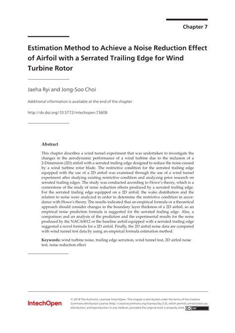 Pdf Estimation Method To Achieve A Noise Reduction Effect Of Airfoil