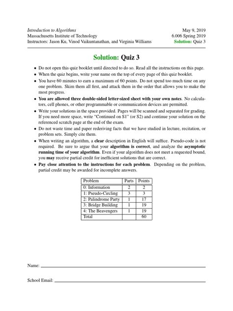 Solution Quiz 3 Pdf Dynamic Programming String Computer Science
