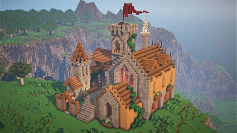 Minecraft Large Castle Full Detailed Tutorial Youtube