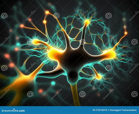 Conceptual Illustration Of Neuron Cells With Glowing Link Knots Stock