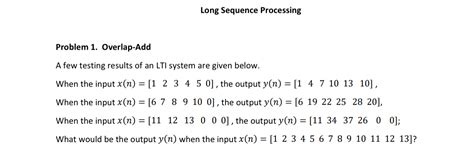 Solved Long Sequence Processingproblem 1 ﻿overlap Adda Few