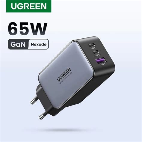 Зарядний пристрій Ugreen 65W GaN Fast Charger. 3-порти + кабель Type C ...