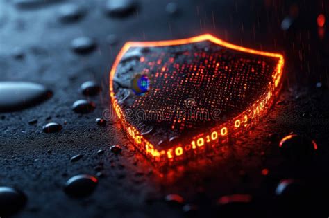 glowing firewall binary code shield protecting against cyber threats a