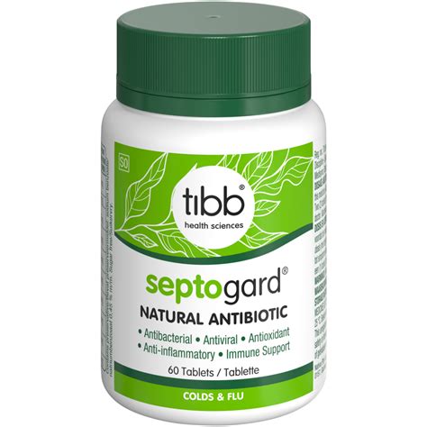 Tibb Septogard Natural Cold And Flu Antibiotic Tablets 60 Pack Immune Support Vitamins