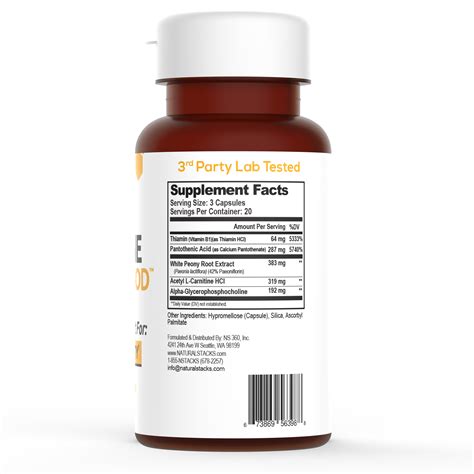 Natural Stacks Acetylcholine Brain Food Supplement 60 Ct Enhances