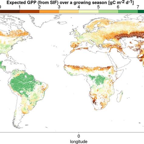 the global gpp estimated from the downscaled sif and the sif ds gpp fx