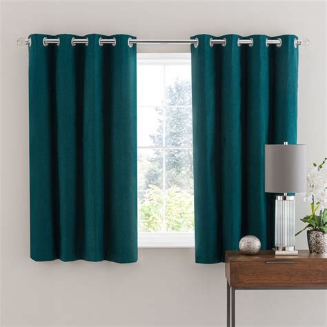 Luna Brushed Peacock Blackout Eyelet Curtains Blackout Eyelet