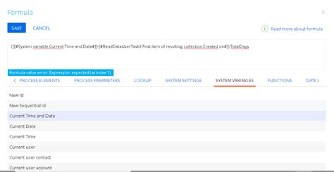 formula value error expression expected at index community creatio