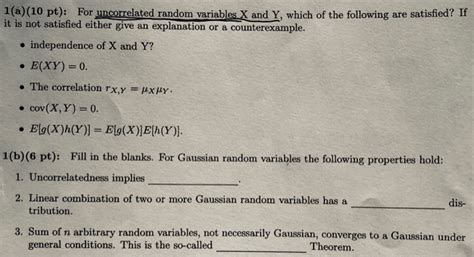 solved 1 a 10 pt for uncorrelated random variables x and