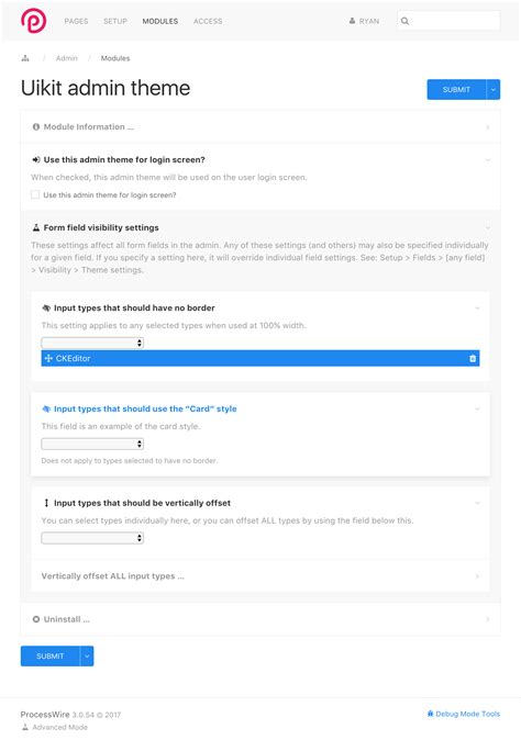 Processwire 3054 And Uikit 3 Admin Theme