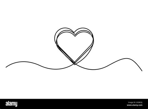 Continuous Line Heart Design Minimalist Love Symbol One Line Art