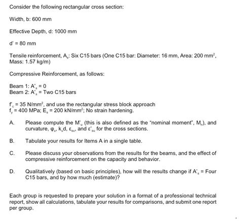 Solved Consider The Following Rectangular Cross Section Chegg
