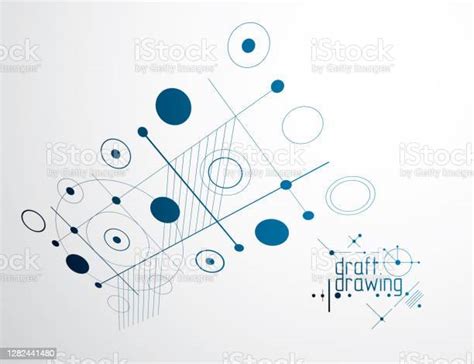 그래픽 및 웹 디자인에 사용하기 위한 기술 계획 추상 엔지니어링 초안 라인과 원으로 만든 산업 시스템의 벡터 드로잉입니다 0명에