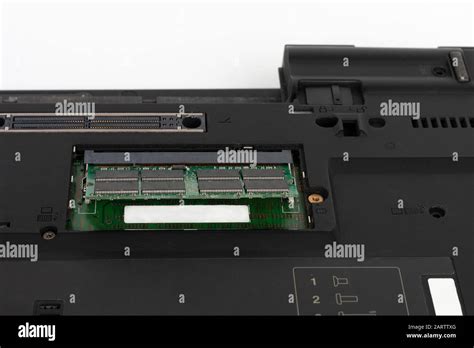 Replacing Of Ram Memory In Laptop Computer Close Up Of Laptop Memory Module On Slot Of