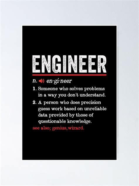 Engineer Definition Meaning Engineering Funny Engineer Poster For