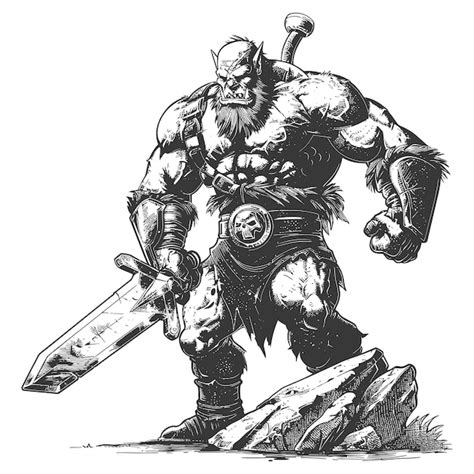 Premium Vector Orc Warrior With Sword Full Body Images Using Old
