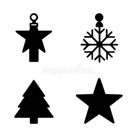 Silhouette Icon Of The Christmas Items Stock Illustration