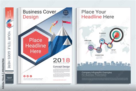 Corporate Cover Book Design Template With Infographic Element Covers